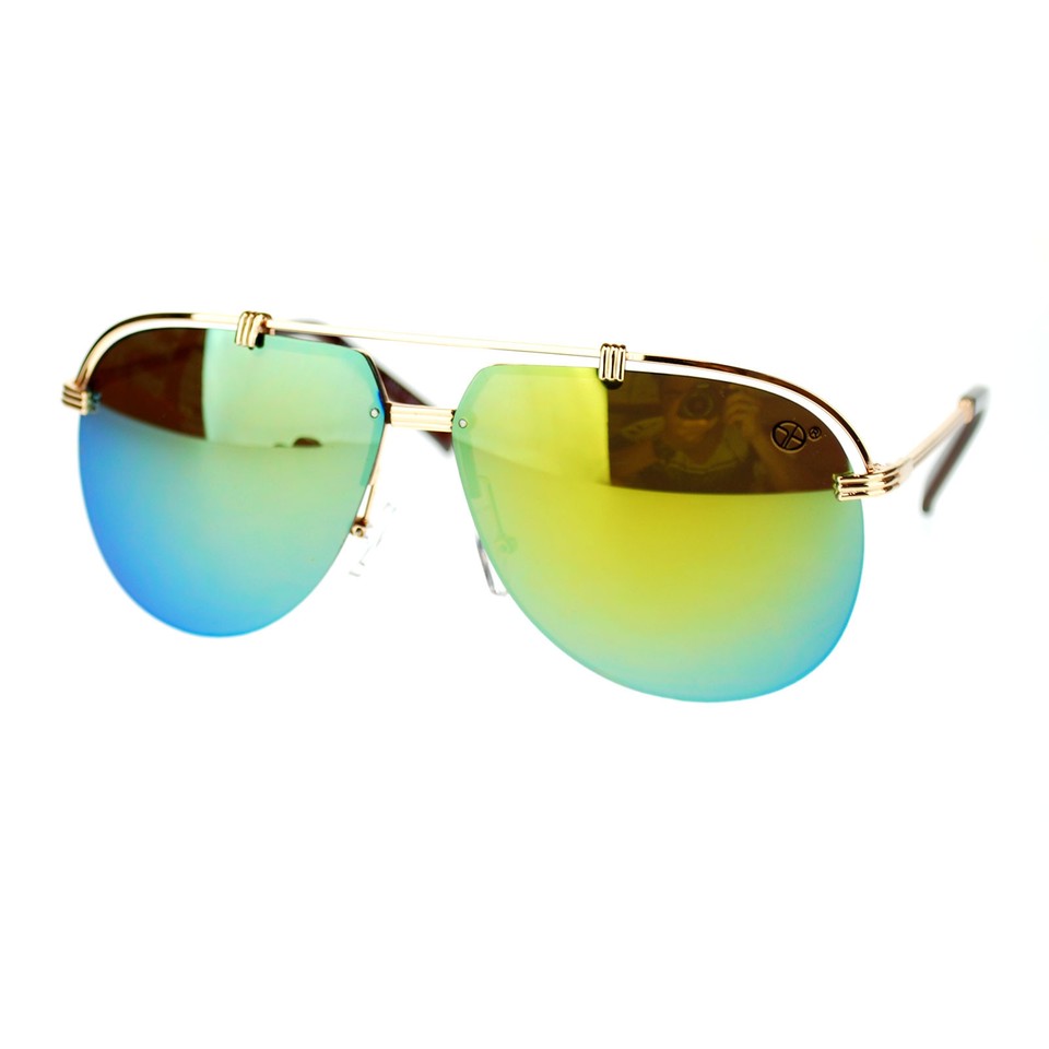 Mens Luxury Reflective Color Mirror Lens Rimless New Sunglasses | eBay