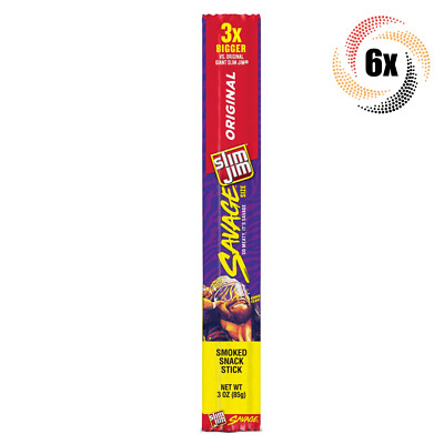 6x Sticks Slim Jim Savage Size Original Smoked 3x Bigger Snack Sticks ...