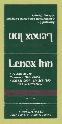 Matchbook Cover - Lenox Inn Atlanta GA WEAR 30 Strike | eBay Australia