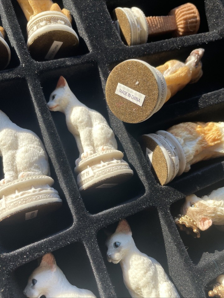 NOS The Chessmen Collection Cat & Dog Chess Set Figures No Board Hand ...