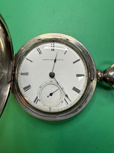 American watch co waltham 18S model 1857, 11J hunter sterling case ...
