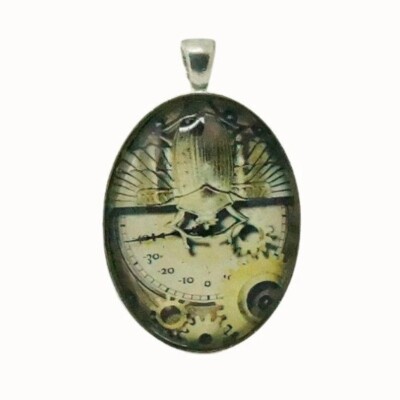 Silver Plated 4 x 2.5cm Oval Glass Tile Pendant, Steampunk, Beatle ...