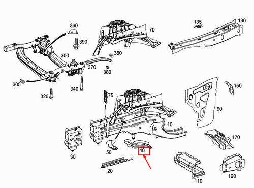 MERCEDES-BENZ GLC X253 FRONT LEFT LOWER REINFORCEMENT A2056260716 for ...