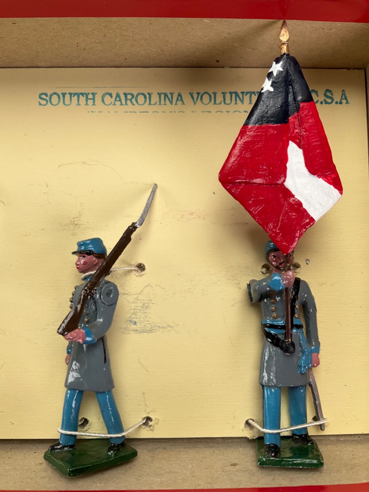 MODELTOYS? South Carolina CSA Volunteers, 2 flags 1861 BOXED lead ...