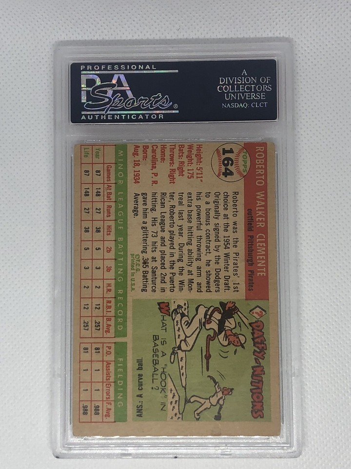1955 Topps #164 Roberto Clemente Pirates Rookie Card PSA 2 GOOD+FREE ...