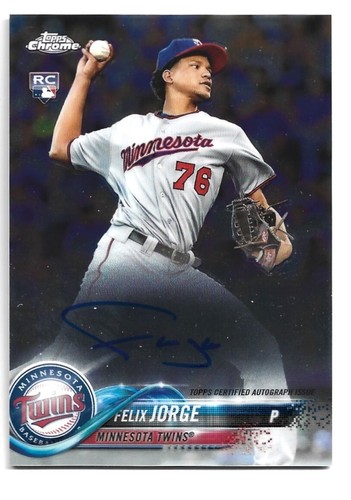 2018 Topps Chrome Rookie Autographs #RA-FJ Felix Jorge Minnesota Twins ...