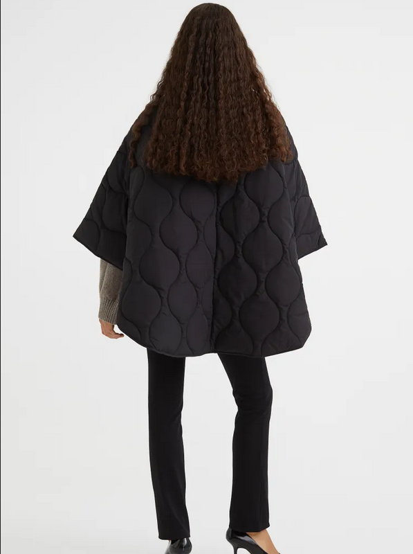 H & M Quilted cape with scarf (Black) | eBay