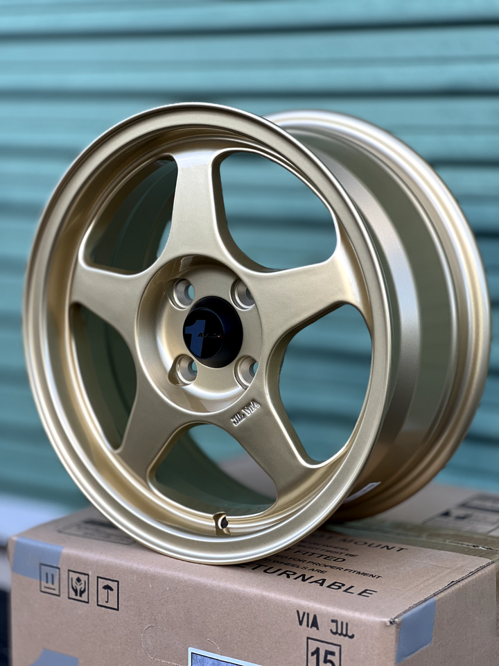 New Set of Avid1 AV08 15x6.5 +35et 4x100 Gold Finish (Set of 4 Wheels ...