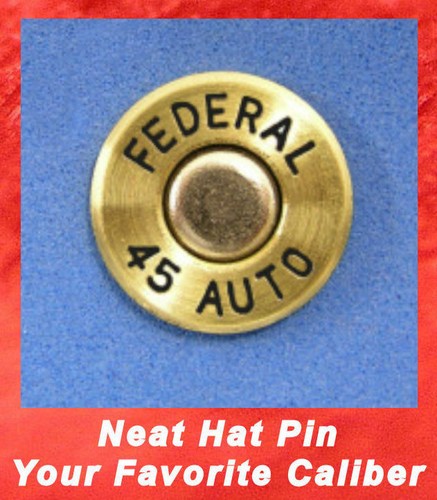 FEDERAL 45 AUTO Brass Cartridge Hat or Jacket Pin Tie Tac Unfired ...