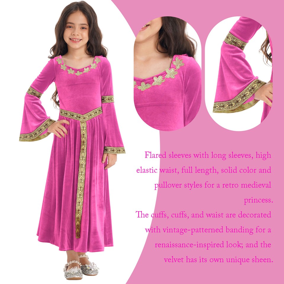 Kids Girls Costume Stage Robe Holiday Dresses Fairy Dress Up High Waist ...