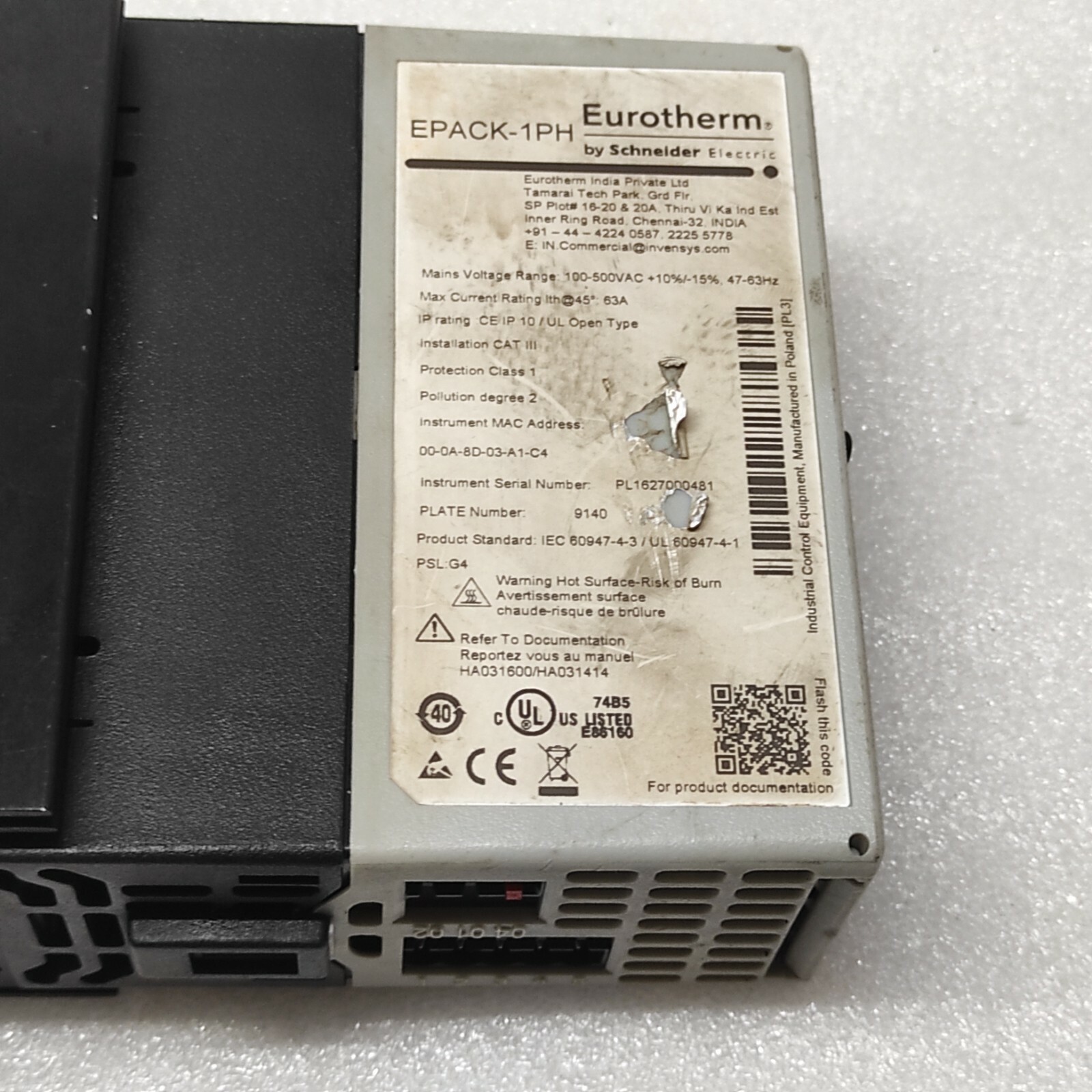 EUROTHERM EPACK-1PH MODBUS TCP CONTROLLER EPACK-1PH/63A/500V/XXX/V2CL ...