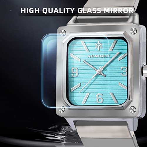 Mens Watches Square Watch Stainless Steel Waterproof Quartz Wrist ...