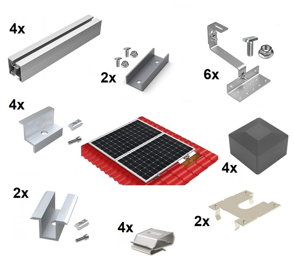 Montage Set 2 Module Solar Photovoltaik Ziegeldach 30 35 40mm ...