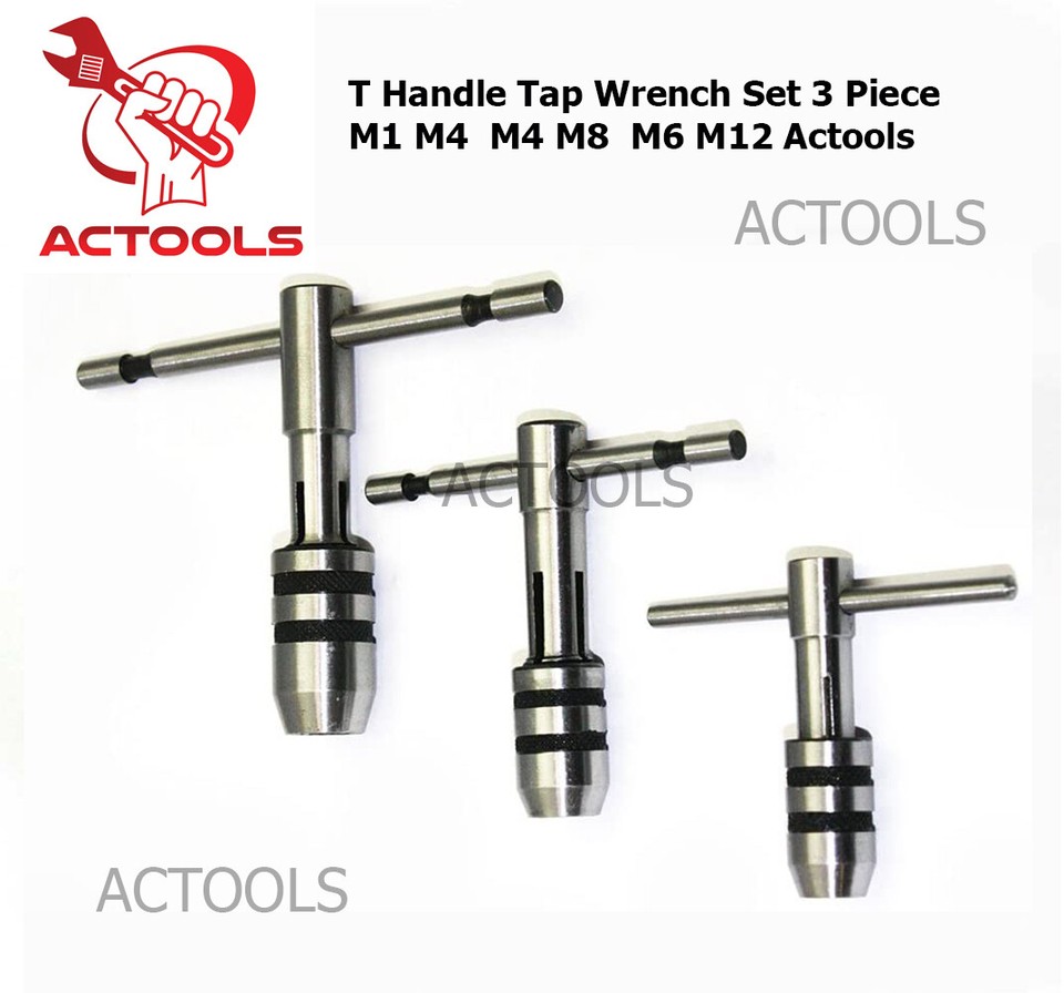 Adjustable T-Handle Tap Wrench 3 Pcs Set M1-M4 / M4-M8 / M6-M12 USA ...
