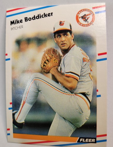 1988 Mike Boddicker Fleer #556 Baltimore Orioles Baseball Card Pitcher ...