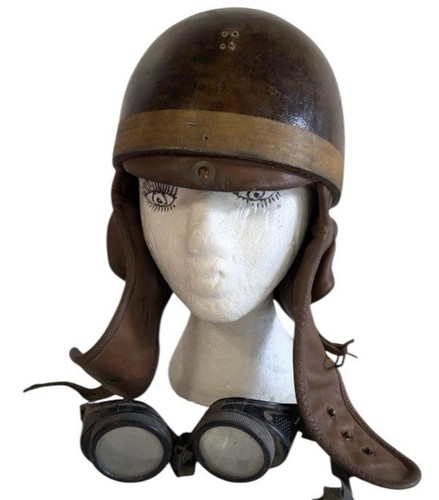 Antique wooden racing helmet and a pair of vintage goggles Steam Punk ...