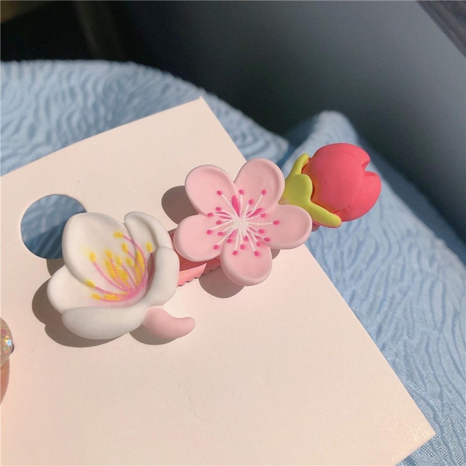 Hair Accessories Pink Peach Blossom Hair Clip Cherry Flower Bangs ...