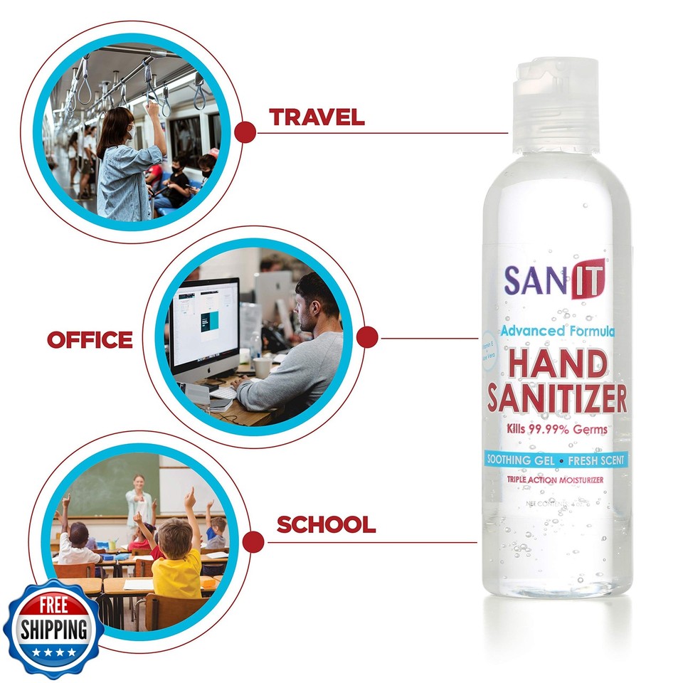 Sanit Moisturizing Hand Sanitizer Gel 70% Alcohol, with Pump - Kills 99 ...