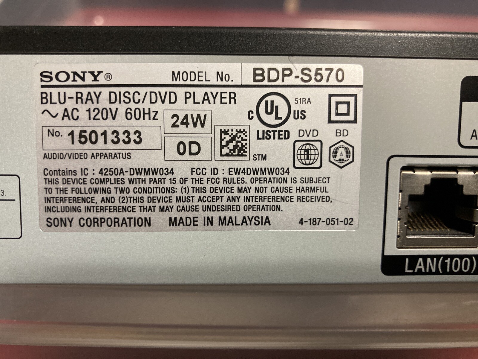 BLU RAY + DVD PLAYER - Sony BDP-S570 No Remote Control Works | eBay