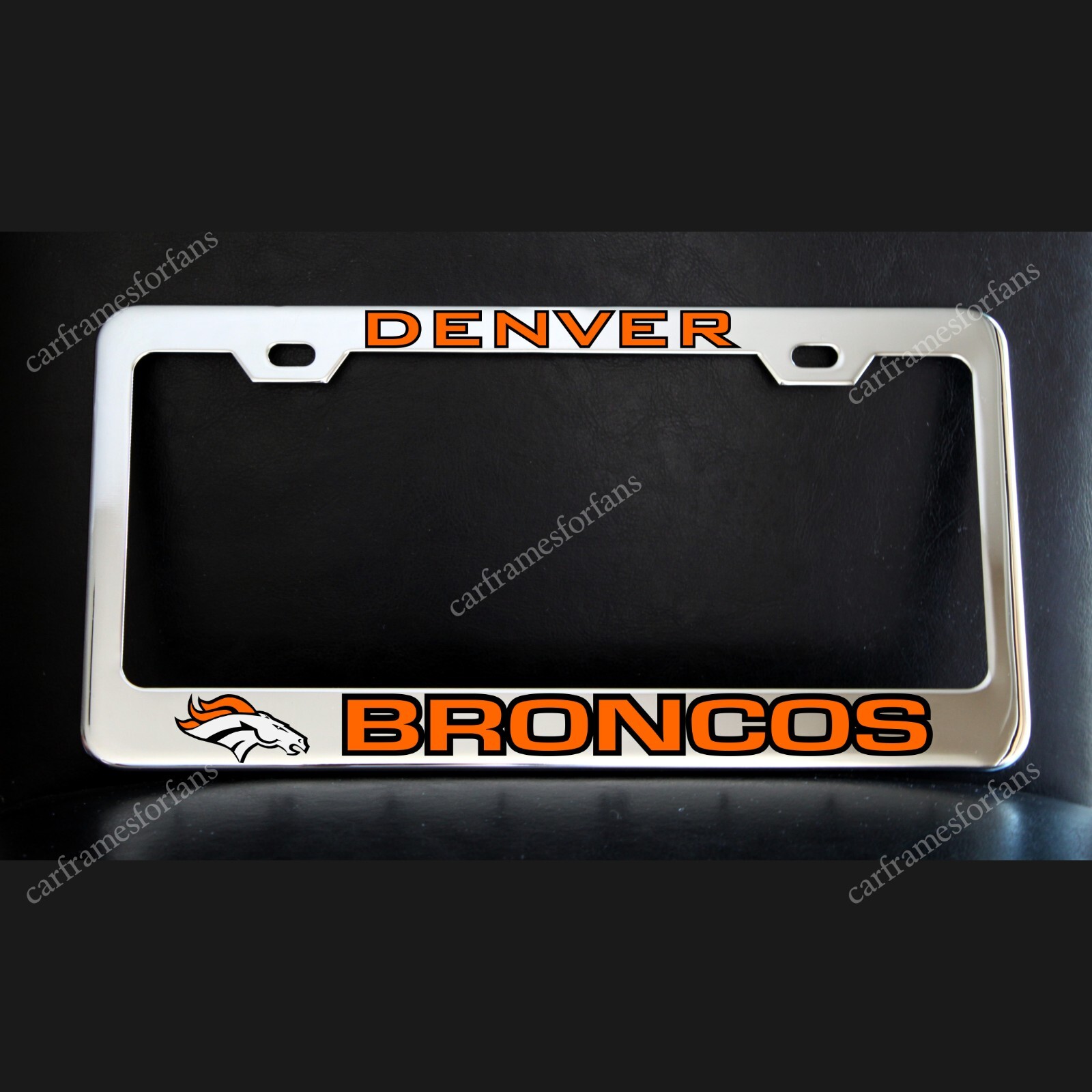 Denver Broncos License Plate Frame, Custom Made of Chrome Plated Metal ...