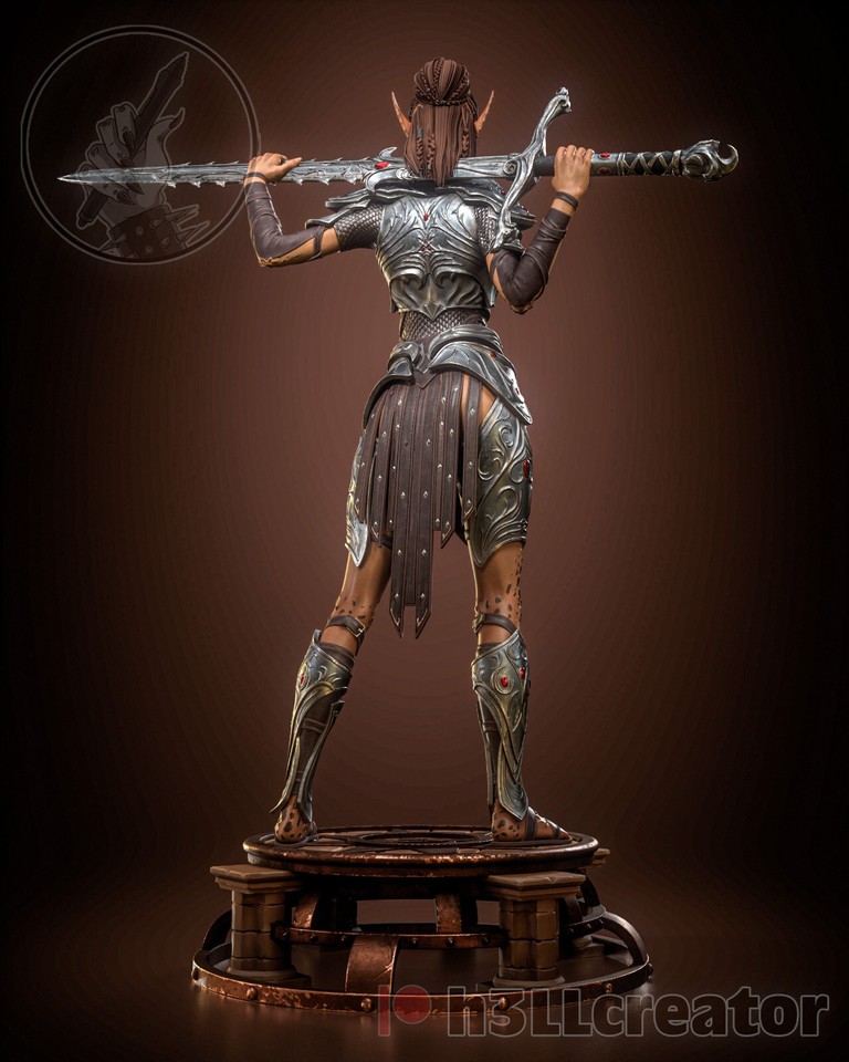 Lae'zel 3D Printed Figure, Baldur's Gate Collectible Statue, Unpainted ...