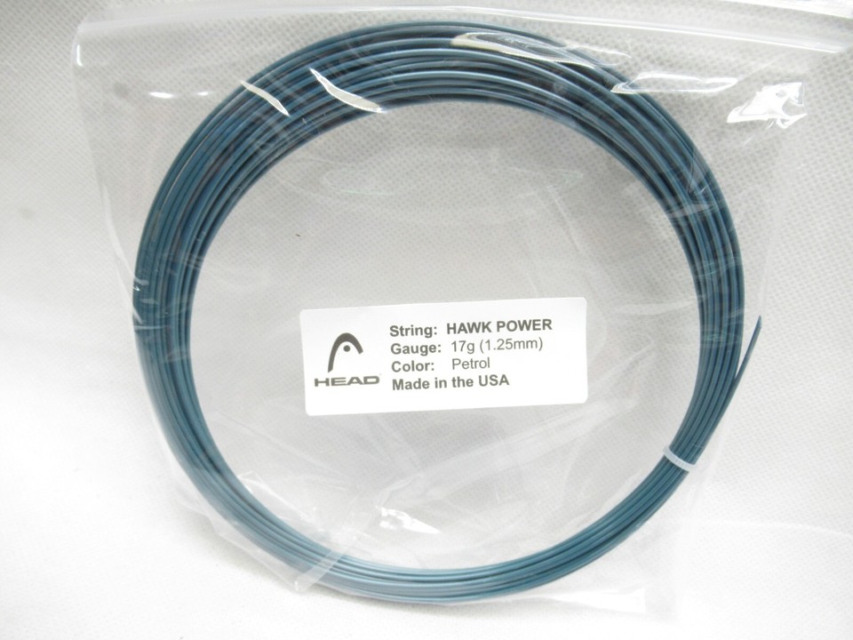 2 SETS: HEAD HAWK POWER 17 (1.25) PETROL TENNIS STRING BULK/DEMO PKG | eBay