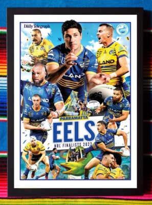 Framed 2022 PARRAMATTA EELS NRL Poster MITCHELL MOSES - 45cm x 32cm x ...