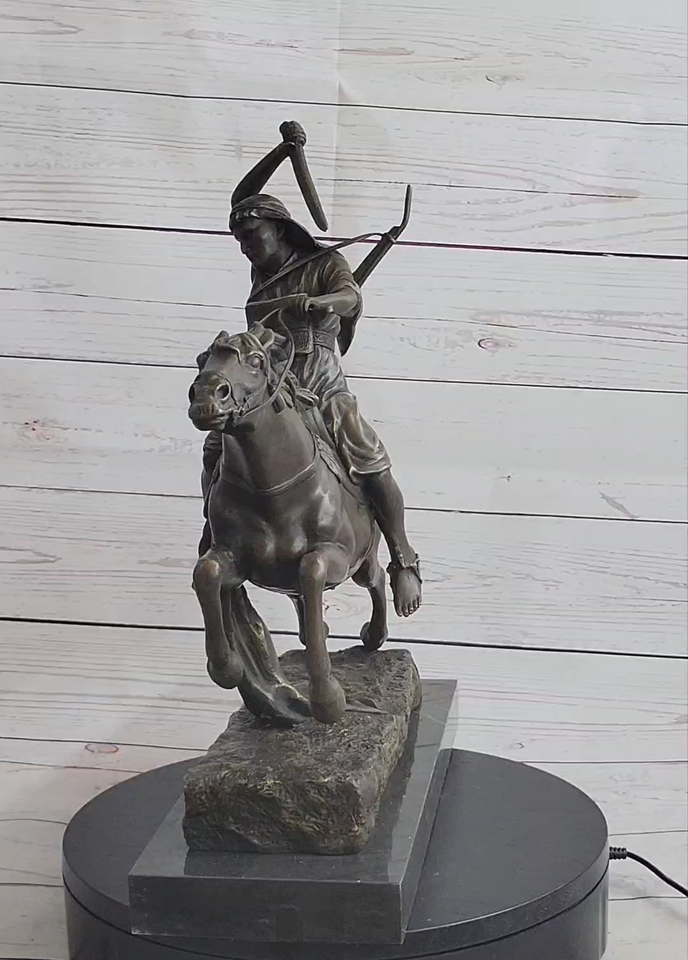 Arabian Arab Warrior on Horseback Bronze Statue Sculpture Figure on ...