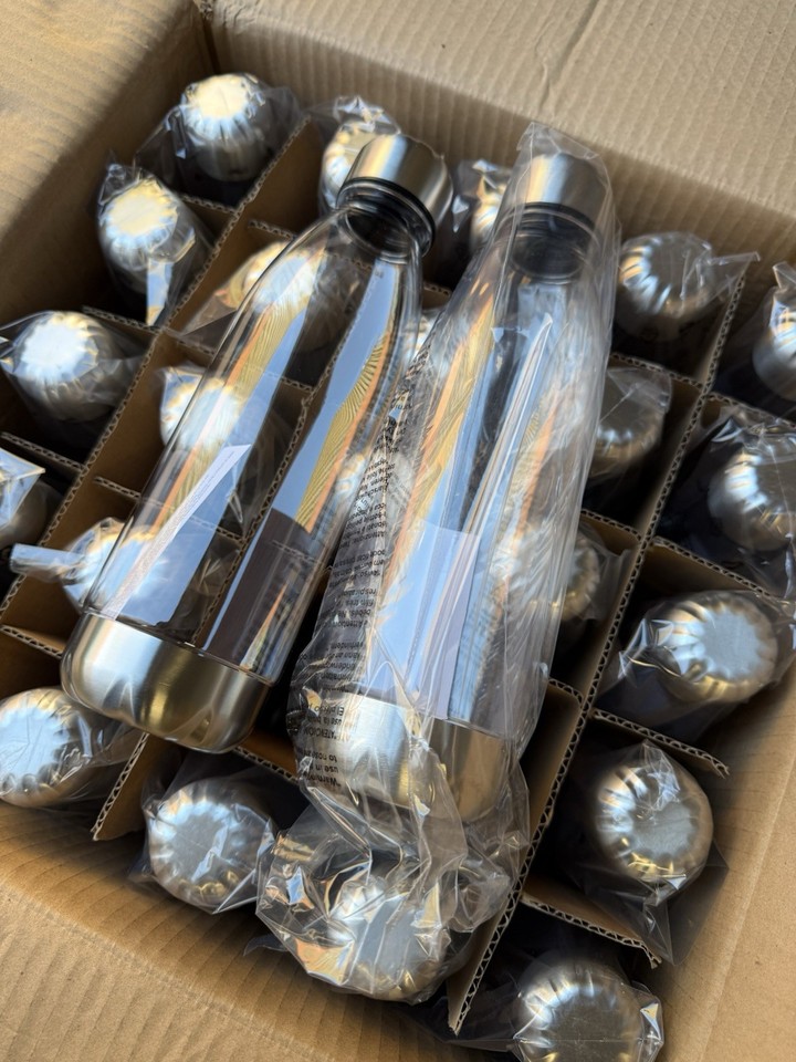 700mL Water Bottles Job Lot Wholesale 25 Bottles Clear With Chrome Lids ...