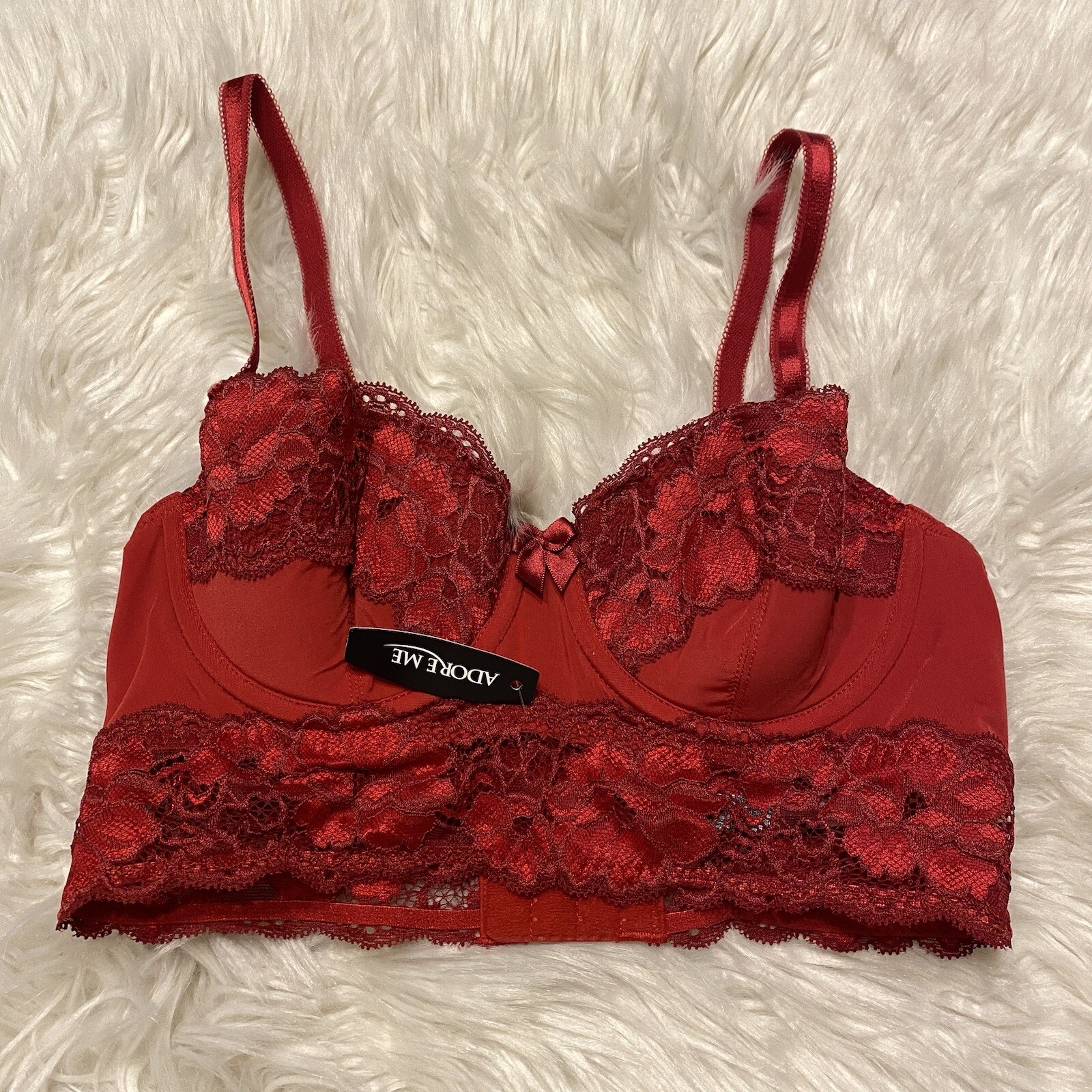 Adore Me 30C Bra Red Longline Underwire Back Closure NEW | eBay