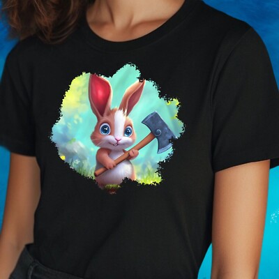 T-Shirt Frauen Häschen mit einer Axt Motiv Baumwolle Größe S bis 3XL ...