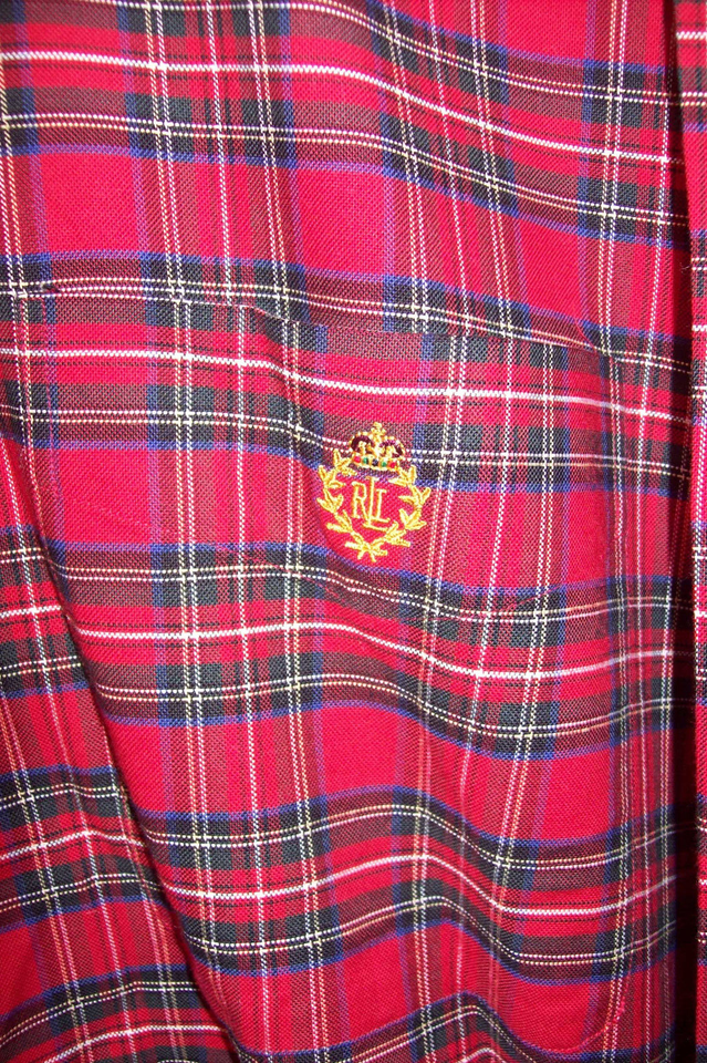 Ralph Lauren Red/Blue/White Plaid L/S Shirt~Embroidered LRL Monogram ...