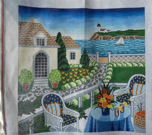 Seaside view by Lee hand painted needlepoint canvas unstitched | eBay