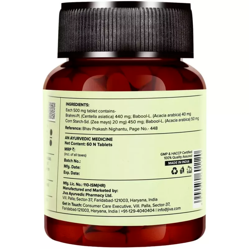 JIVA Brahmi Tablets (60tab) Ayurvedic Brain Supplement, Improves Memory ...