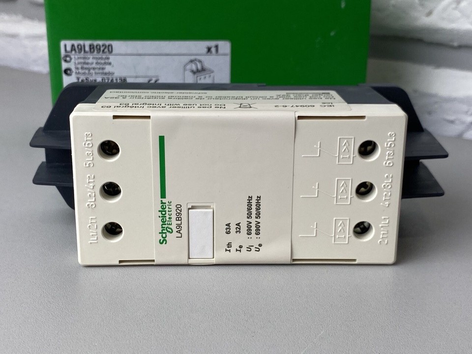 LOT 3ps NEW Schneider Current limiter LA9LB920 TeSys U TeSys GV2, 32A ...