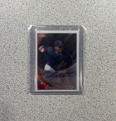 2010 Topps Chrome Baseball #198 Carlos Santana Rookie Auto Cleveland ...