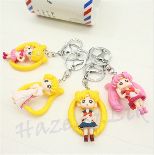 Anime Sailor Moon Character PVC Figure Model Keychiain KeyRing Pendant ...