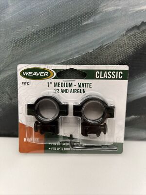Weaver 1”Scope Rings for .22 Grooved Receiver & Air Gun 49192 New ...