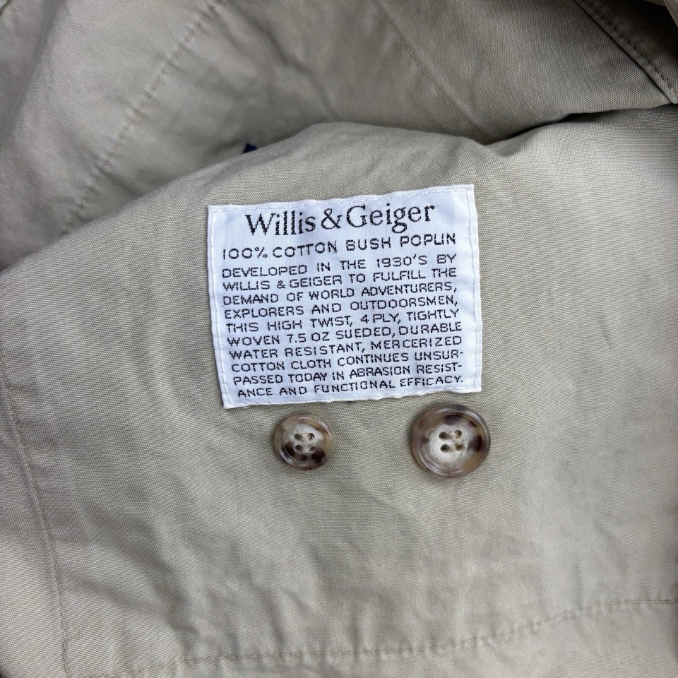 Vintage Willis & Geiger Safari Jacket Mens 42 Beige Bush Poplin ...