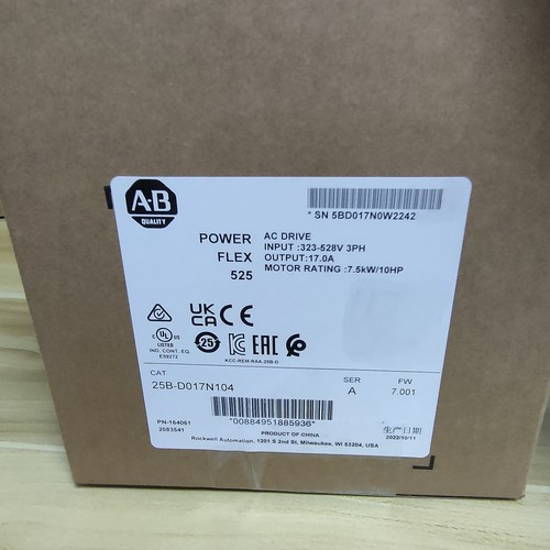 AB 25B-D017N104New Factory Sealed PowerFlex 525 AC Drive 480V 7.5KW ...