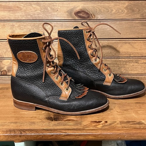 Vtg Justin Lacer Roper Kiltie Lace Up Western Boot Women’s 7B Bullhide ...