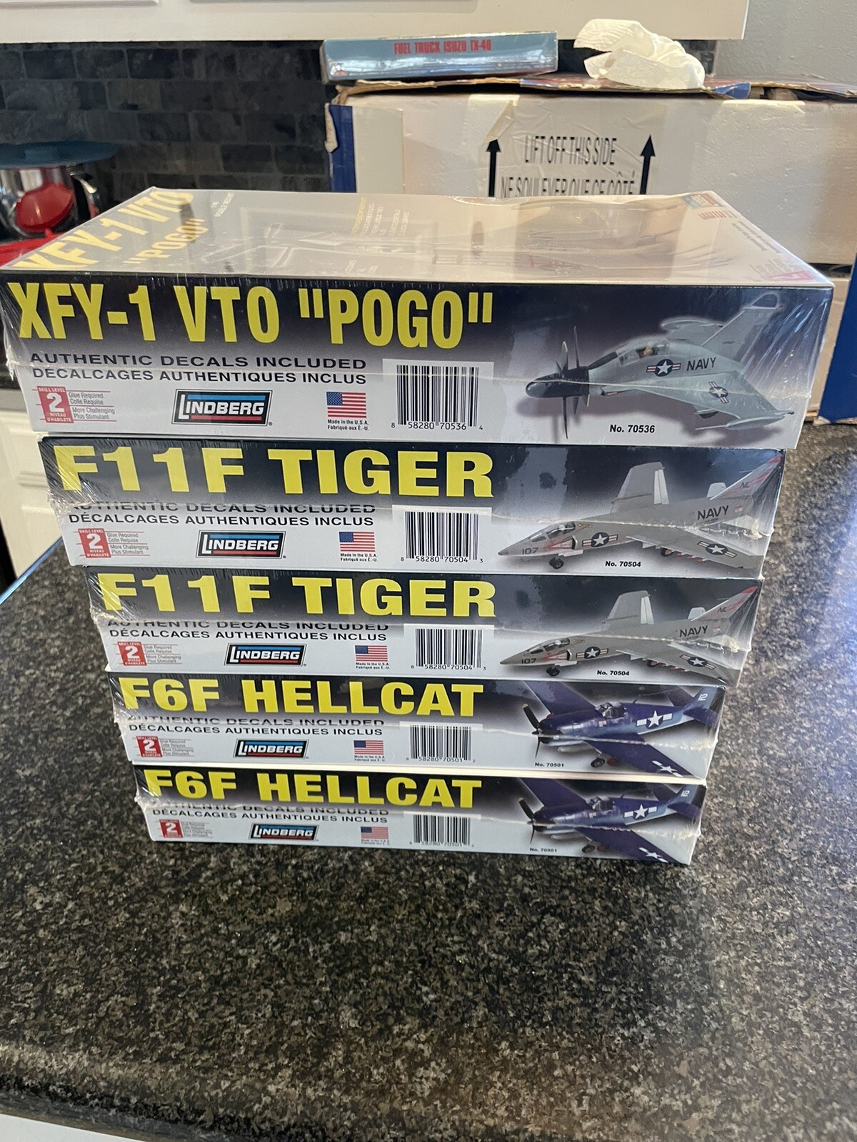 Lot Of 5 1/48 scale Lindberg New Sealed Aircraft Models F11F Tiger F6F ...