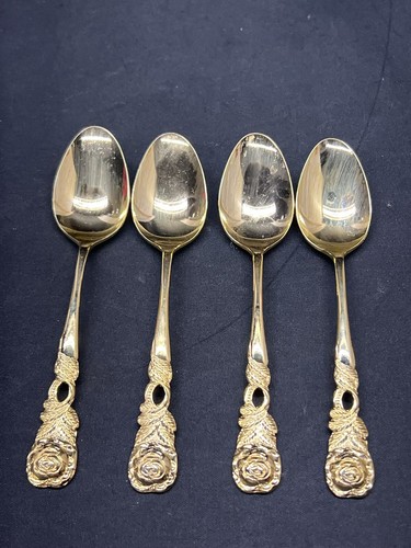 Vtg Rostfrei Rose Design Gold Plated Demitasse /sugar/Jam Spoon Lot Of ...