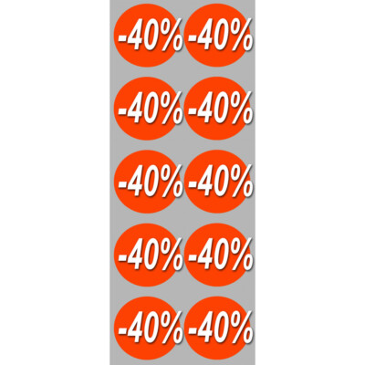 Solde Rond 40% (10stickers de 5cm) - Sticker/autocollant | eBay