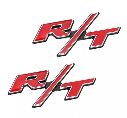 2pcs For RT Emblem Side Rear R/T Silver Red Black 3D Metal Nameplate ...