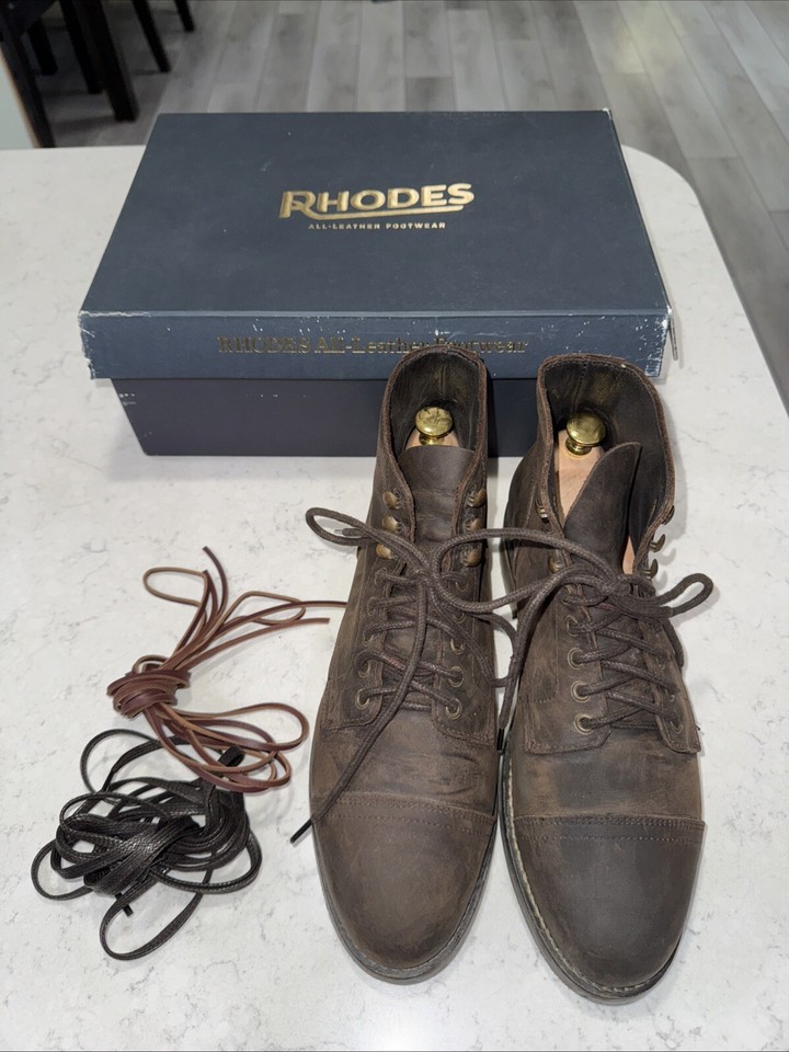 Rhodes Footwear Boots Mens 9.5 Brown Dean Boot Cap Toe Suede | eBay
