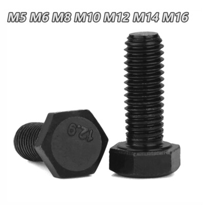 Grade 12.9 Hex Bolts Hexagon Full Thread Screws Black M5 M6 M8 M10 M12 ...