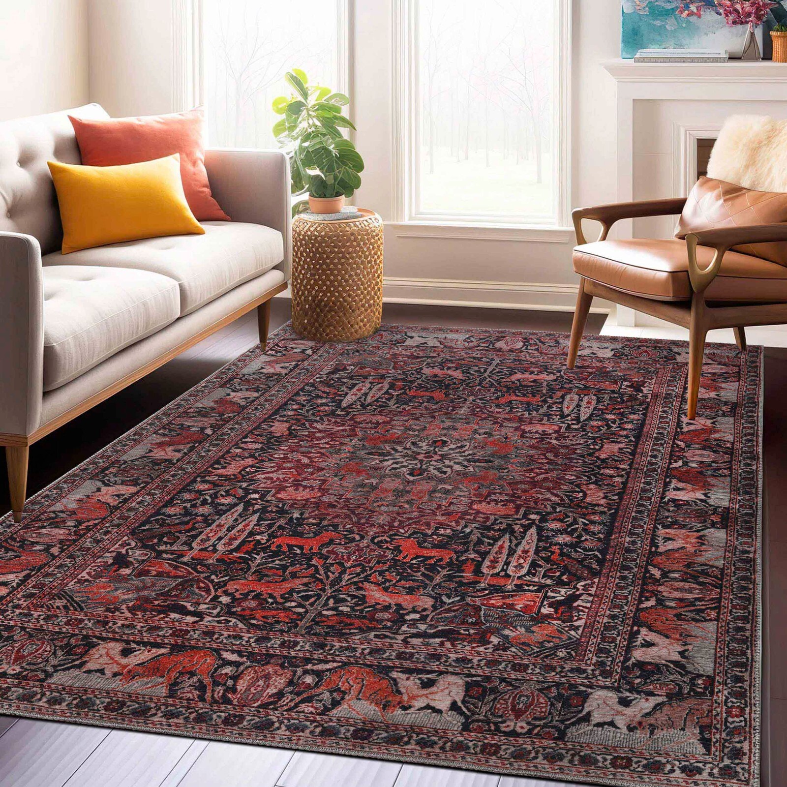 Copley Oriental Medallion Modern Colorfast Living Room Indoor Area Rug ...