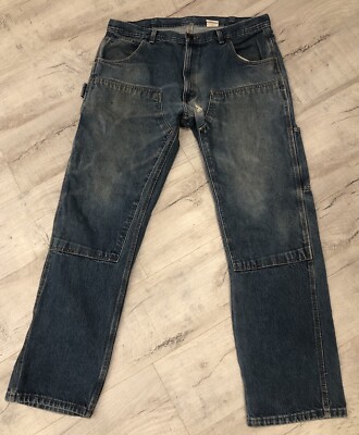 Mens Key Double Knee Distressed Destroyed Stained Logger Vtg Work Jeans ...