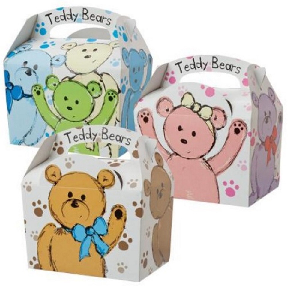 6 x Childrens Kids Themed Party Boxes Carry Food Meal Box Birthday Gift ...